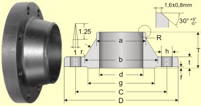 Flange Com Pescoço (Welding Neck) norma JIS B2220-1995 B2238-1996 ...